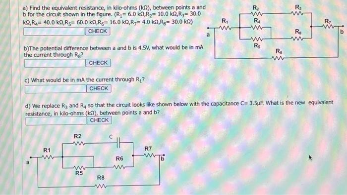 Solved a) Find the equivalent resistance, in kilo-ohms (kΩ), | Chegg.com