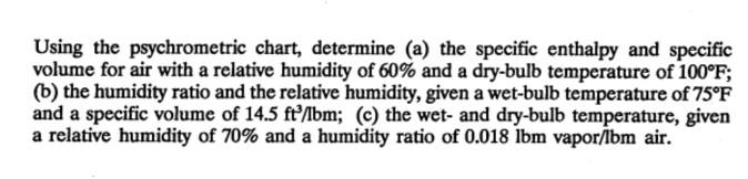 Solved Using the psychrometric chart, determine (a) the | Chegg.com