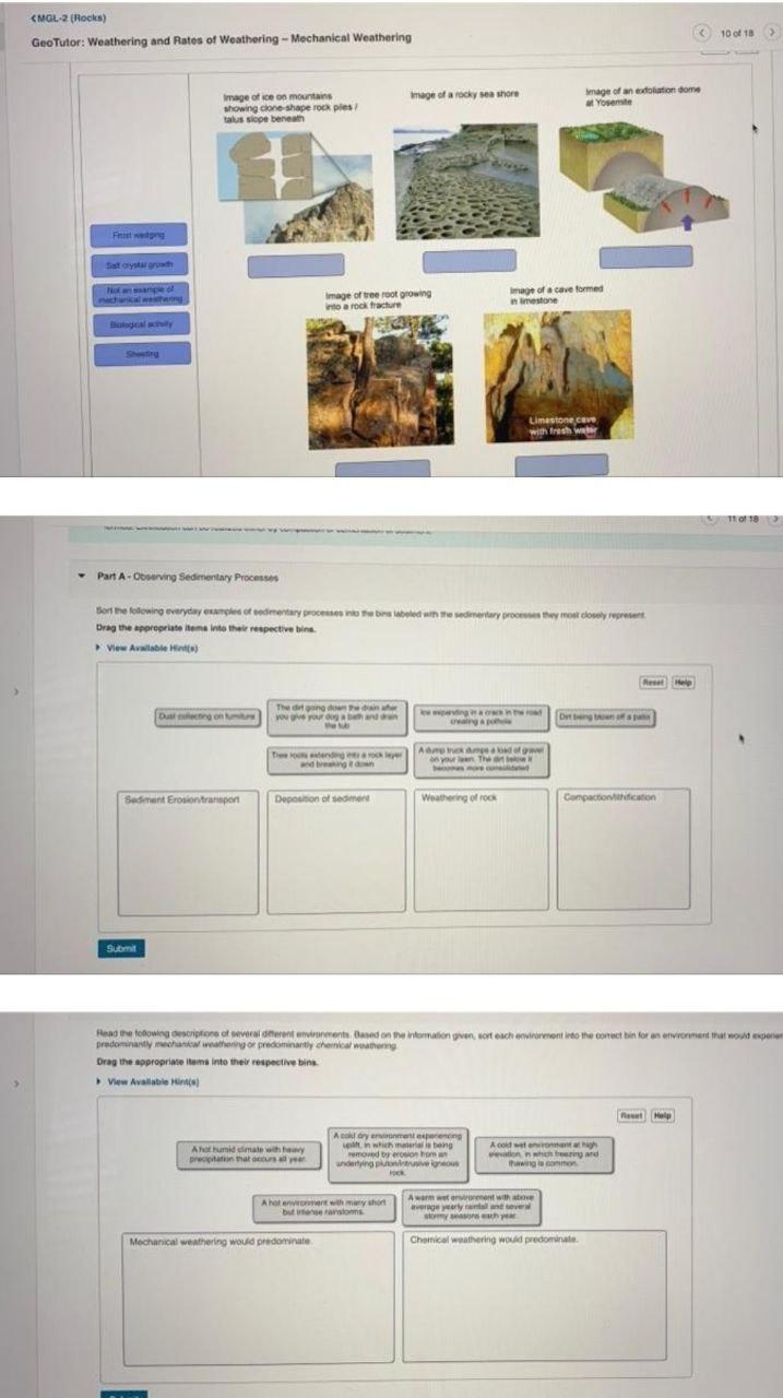 Solved Geo Tutor: Weathering and Rates of Weathering - | Chegg.com