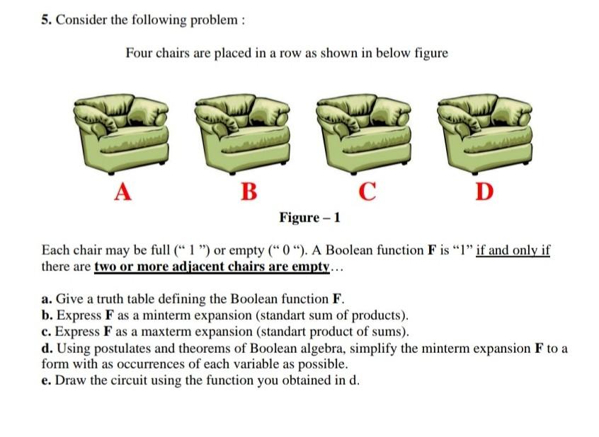 Solved 5. Consider the following problem: Four chairs are | Chegg.com
