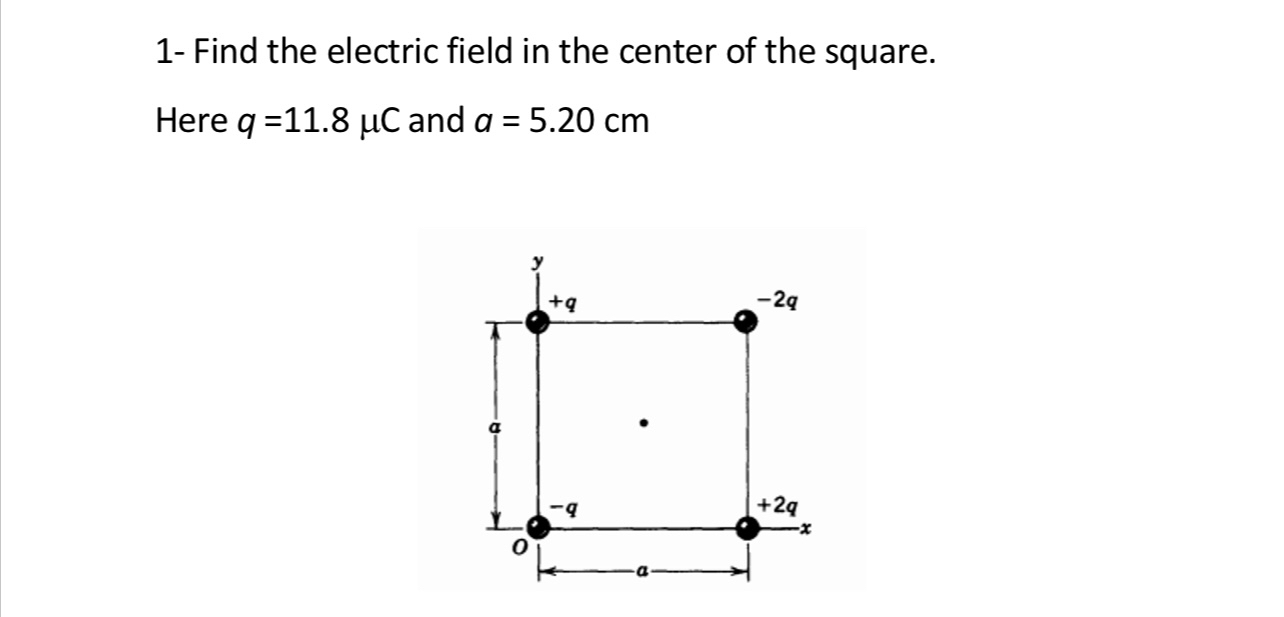 Solved 1- ﻿Find the electric field in the center of the | Chegg.com