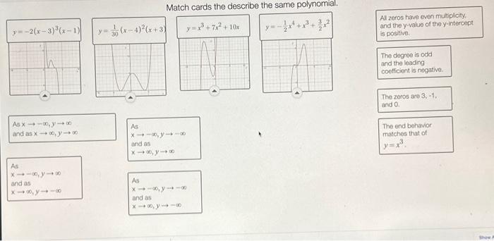 Match cards the describe the same polynomial. | Chegg.com