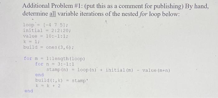 Additional Problem #1: (put this as a comment for | Chegg.com