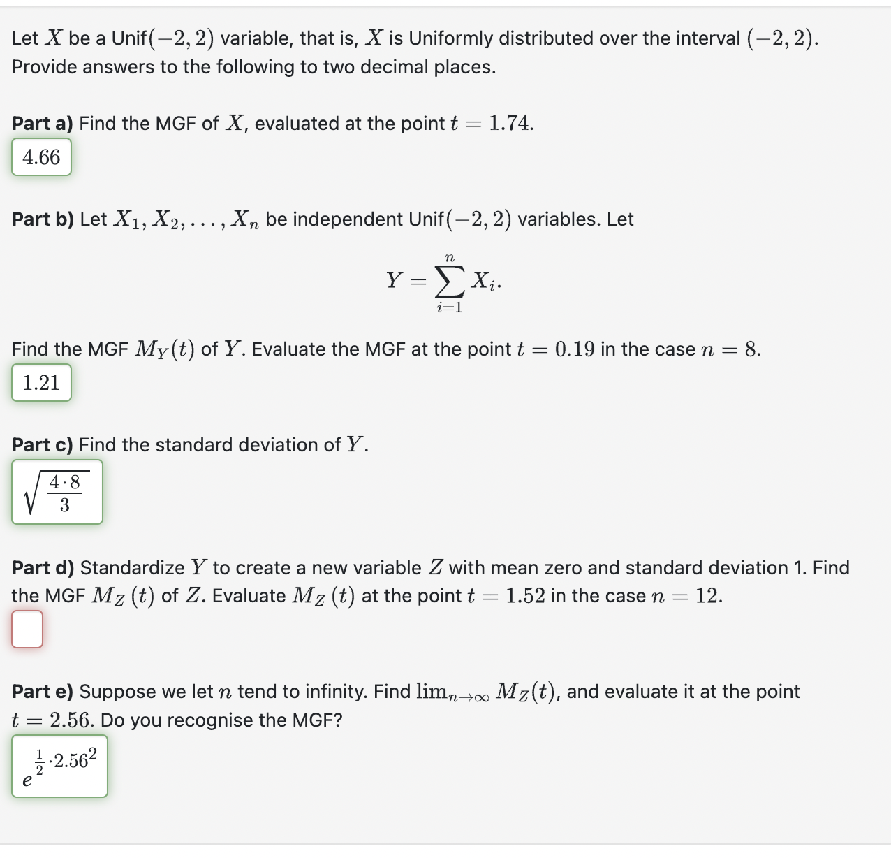 Solved Let x ﻿be a Unif (-2,2) ﻿variable, that is, x ﻿is | Chegg.com