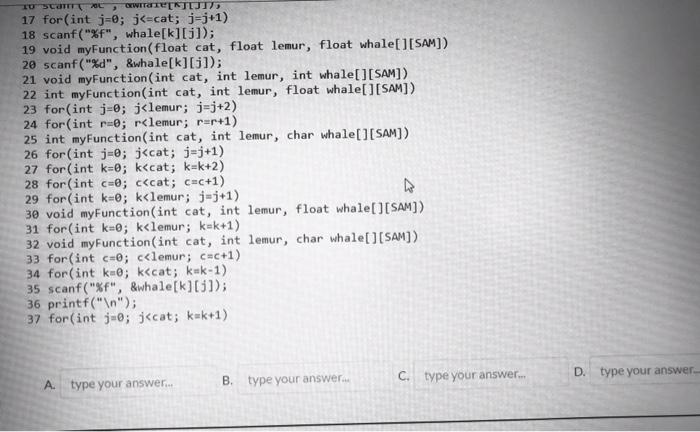 Solved For each line of code labelled with a letter, give | Chegg.com