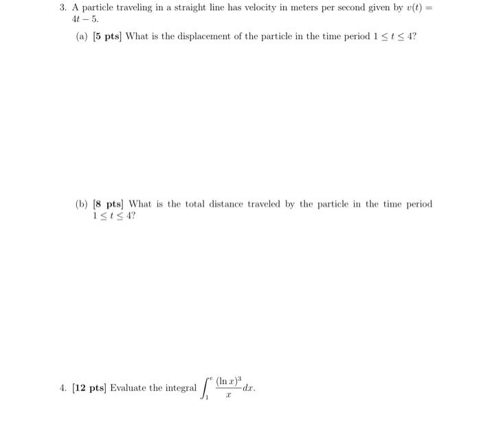 Solved 3. A particle traveling in a straight line has | Chegg.com