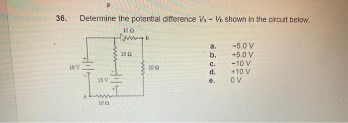 Solved 6. Determine the potential difference Va−Vb shown in | Chegg.com