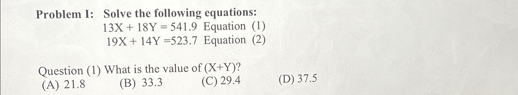 Solved Problem I: Solve the following | Chegg.com