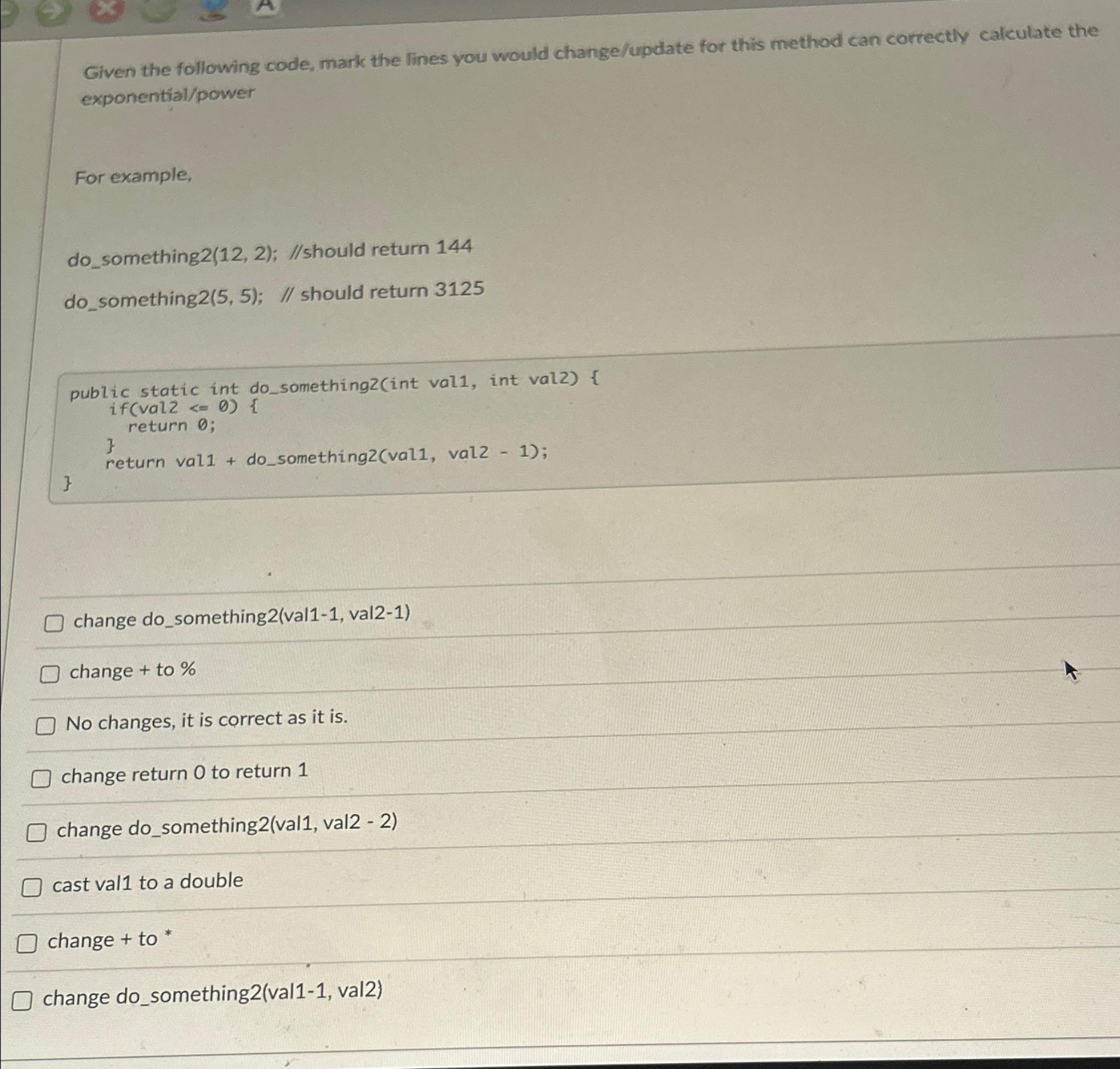 Solved Given the following code, mark the lines you would | Chegg.com