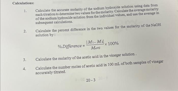 Solved EXPERIMENT : 20 ANALYSIS OF ACETIC ACID IN VINEGAR | Chegg.com