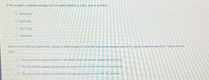 Solved 7. The NPV and parback period What information does | Chegg.com