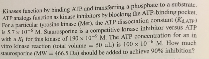 Solved Kinases function by binding ATP and transferring a | Chegg.com