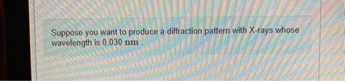 Solved Suppose you want to produce a diffraction pattern | Chegg.com