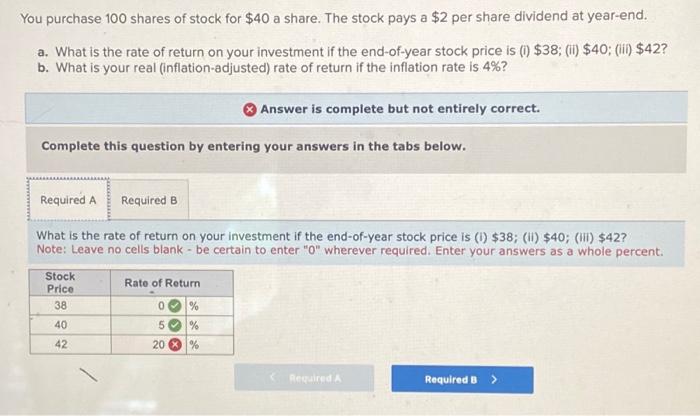 Solved You purchase 100 shares of stock for $40 a share. The | Chegg.com