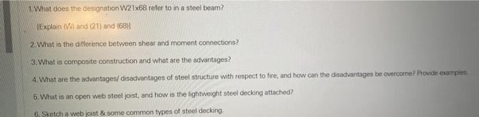 Solved 1. What does the designation W21x68 refer to in a | Chegg.com