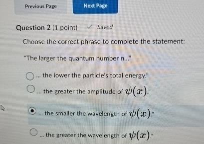 Solved Previous Page\\nQuestion 2 (1 point)\\n | Chegg.com