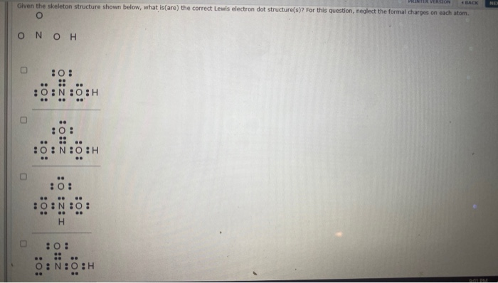 Solved BACK Given the skeleton structure shown below, what | Chegg.com