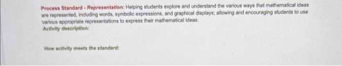Solved Process Standard - Problem Solving: Having students | Chegg.com