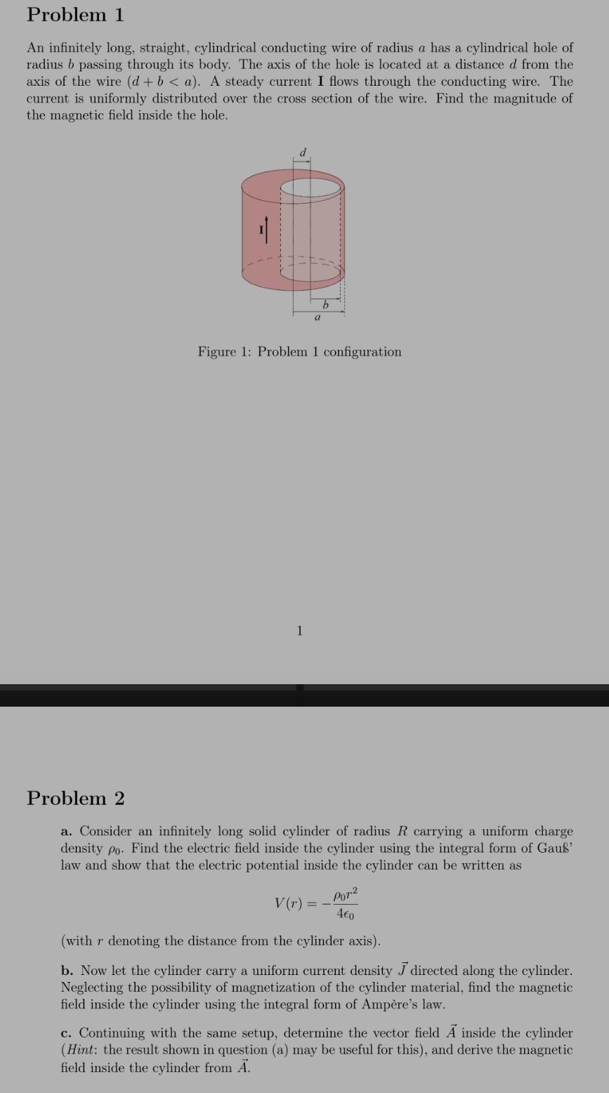 Solved An infinitely long, straight, cylindrical conducting | Chegg.com