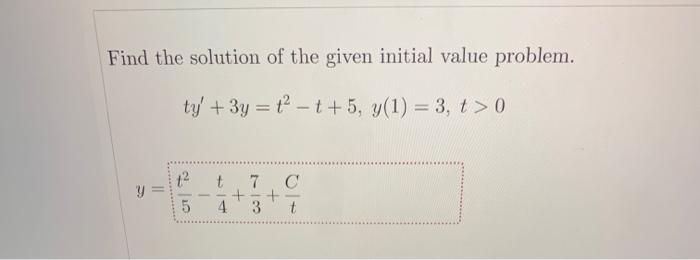 Solved Find the solution of the given initial value problem. | Chegg.com