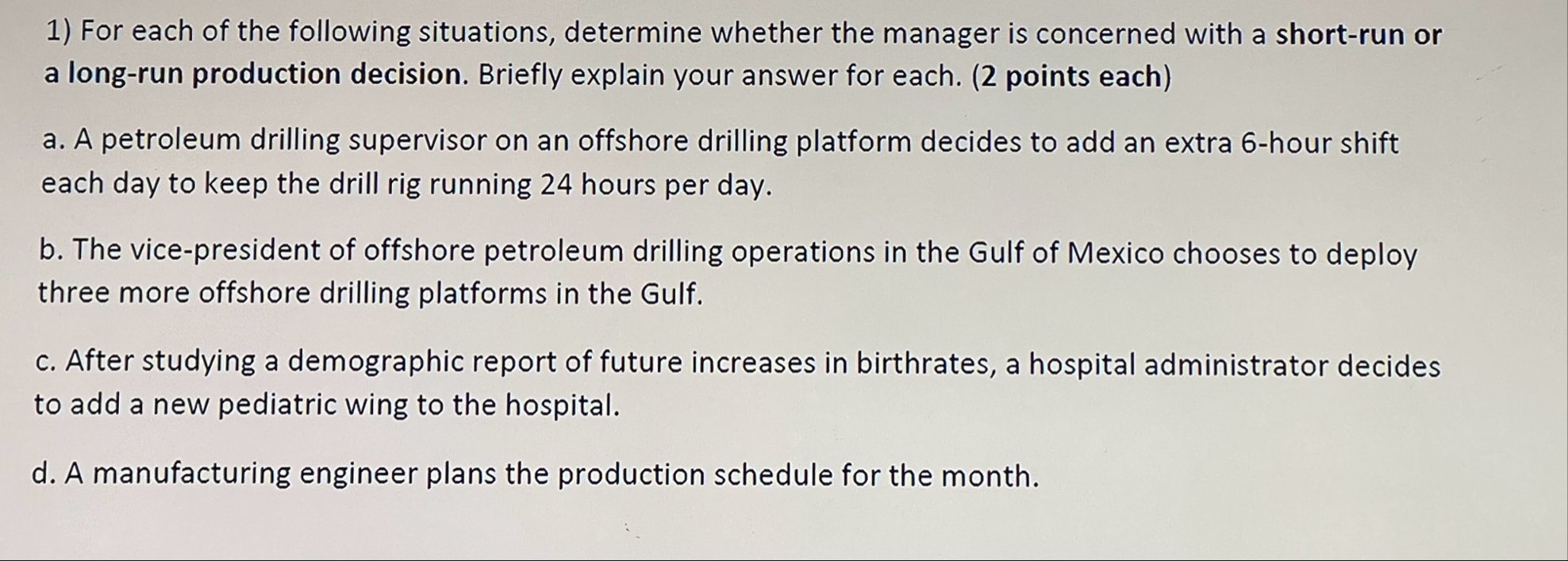 Solved For each of the following situations, determine | Chegg.com