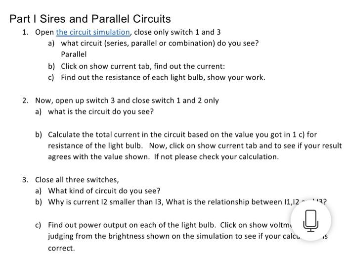 Solved Part 1 Sires and Parallel Circuits 1. Open the | Chegg.com