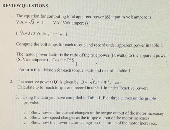 1. The equation for computing total apparent power | Chegg.com