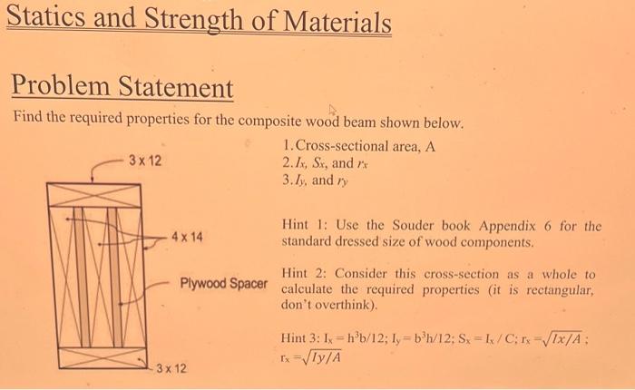 Solved Statics and Strength of Materials Problem Statement | Chegg.com