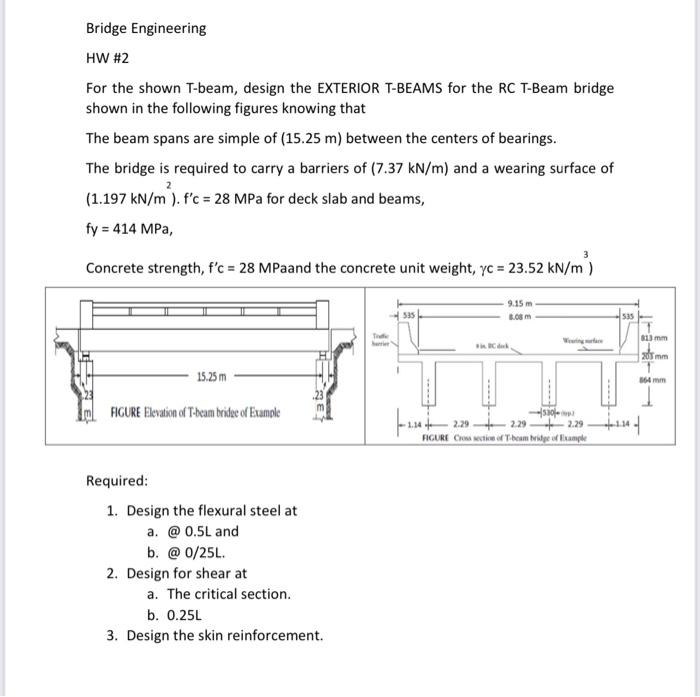 Bridge Engineering HW \#2 For the shown T-beam, | Chegg.com
