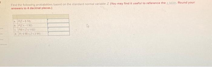 Solved Dok int rint erences Find the following probabilities | Chegg.com