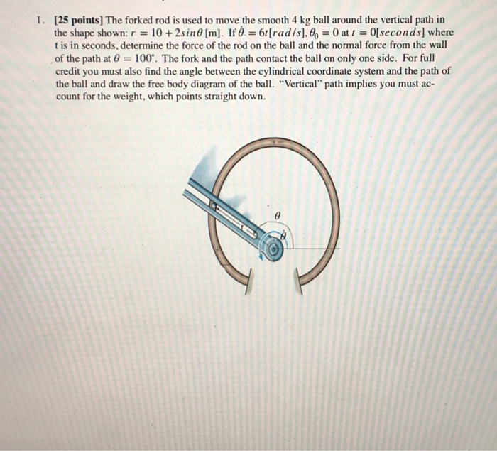 Solved 1. [25 points) The forked rod is used to move the | Chegg.com