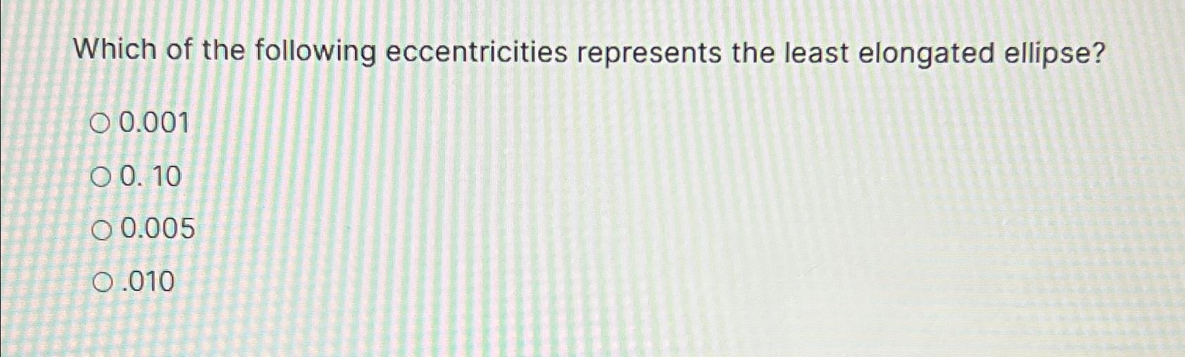 Solved Which of the following eccentricities represents the | Chegg.com