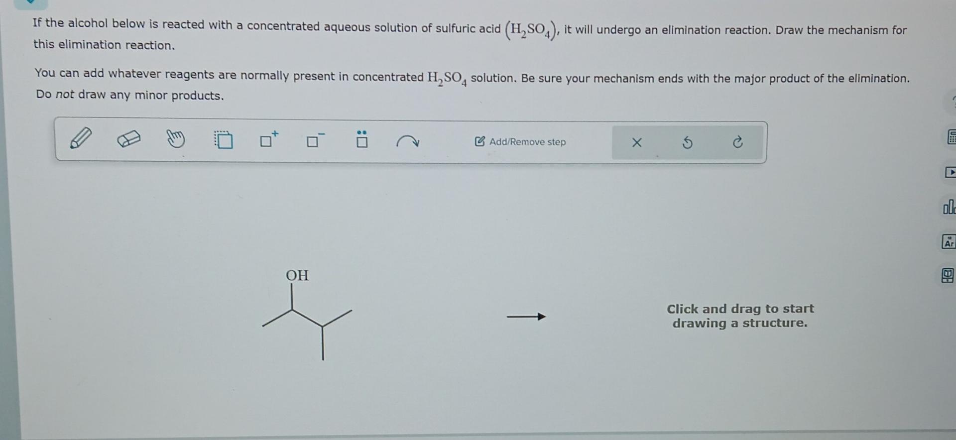 Solved If the alcohol below is reacted with a concentrated | Chegg.com