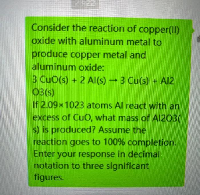 Solved Consider the reaction of copper(11) oxide with | Chegg.com
