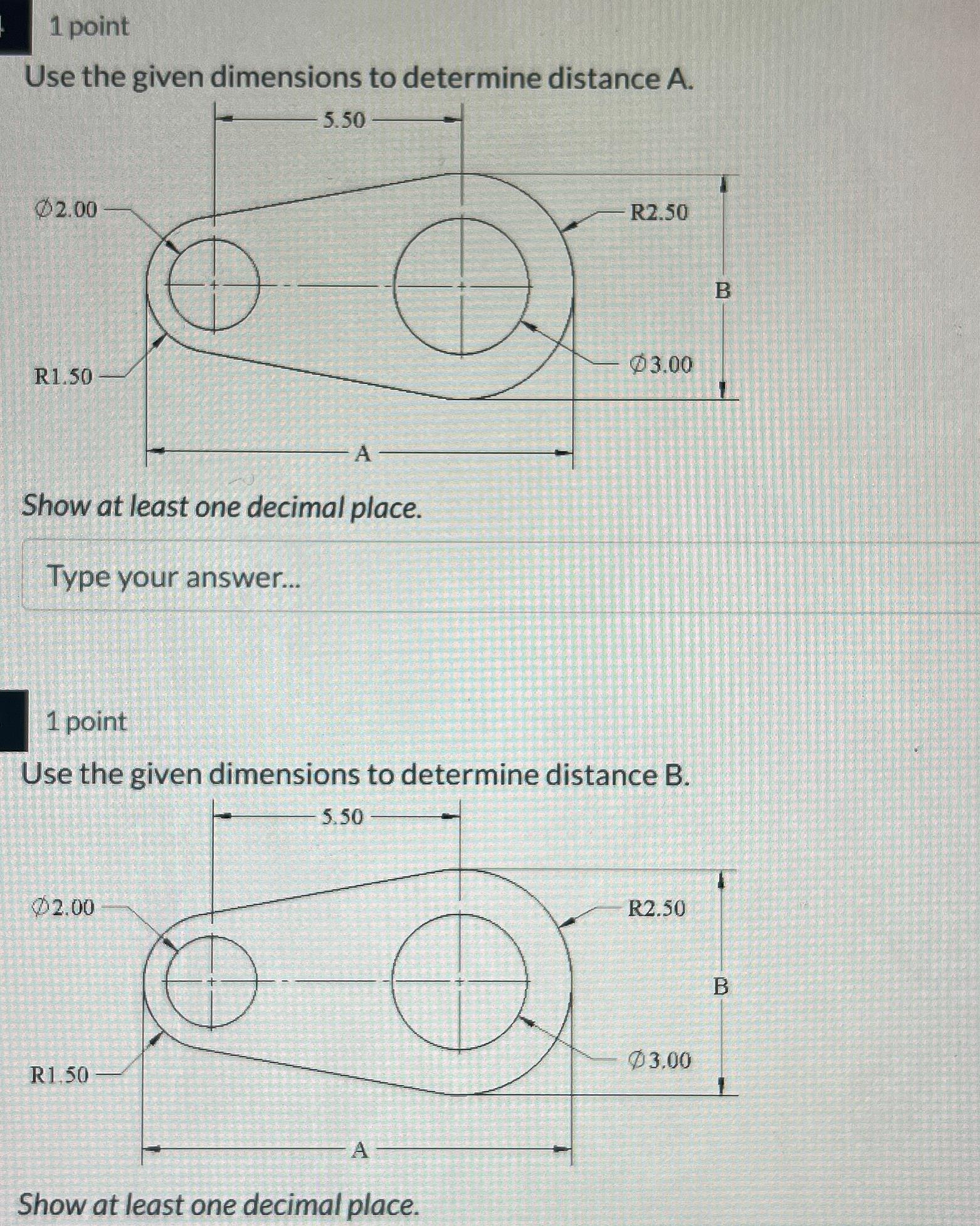 Solved 1 ﻿pointUse the given dimensions to determine | Chegg.com