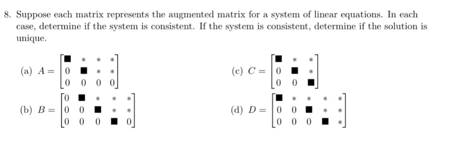 Solved Suppose each matrix represents the augmented matrix | Chegg.com