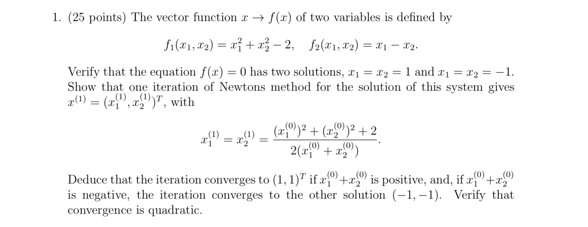Solved (25 ﻿points) ﻿The vector function x→f(x) ﻿of two | Chegg.com