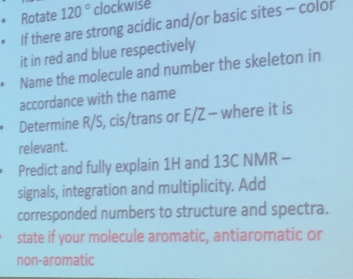 Solved Molecule of the day: • Rotate 120 ° clockwise • If | Chegg.com