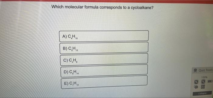 Solved Which molecular formula corresponds to a cycloalkane? | Chegg.com