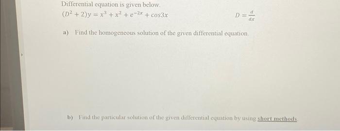 Solved Differential equation is given below. | Chegg.com