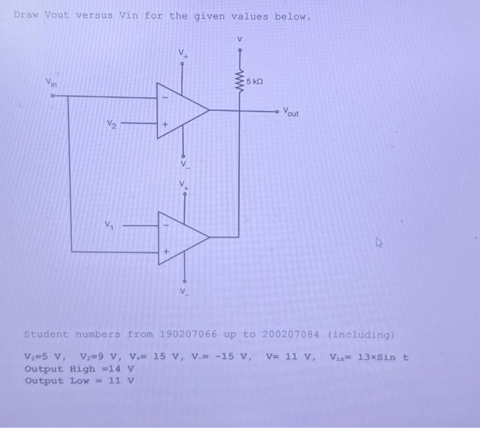 Solved Draw Vout versus Vin for the given values below. Vin | Chegg.com