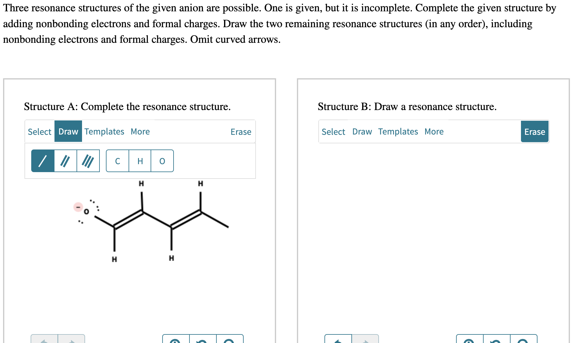 Solved Three resonance structures of the given anion are | Chegg.com