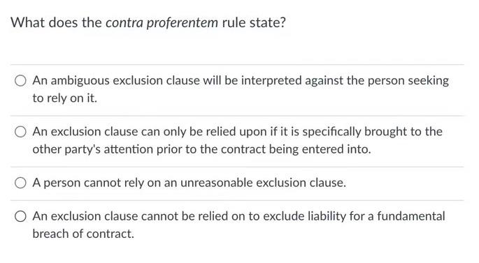 Solved What does the contra proferentem rule state? An | Chegg.com