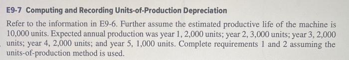 Solved E9-7 Computing and Recording Units-of-Production | Chegg.com