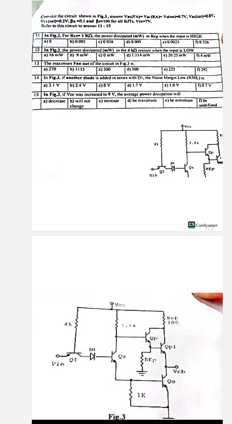 Consider the circuit shown in Fig.3, ﻿assume | Chegg.com