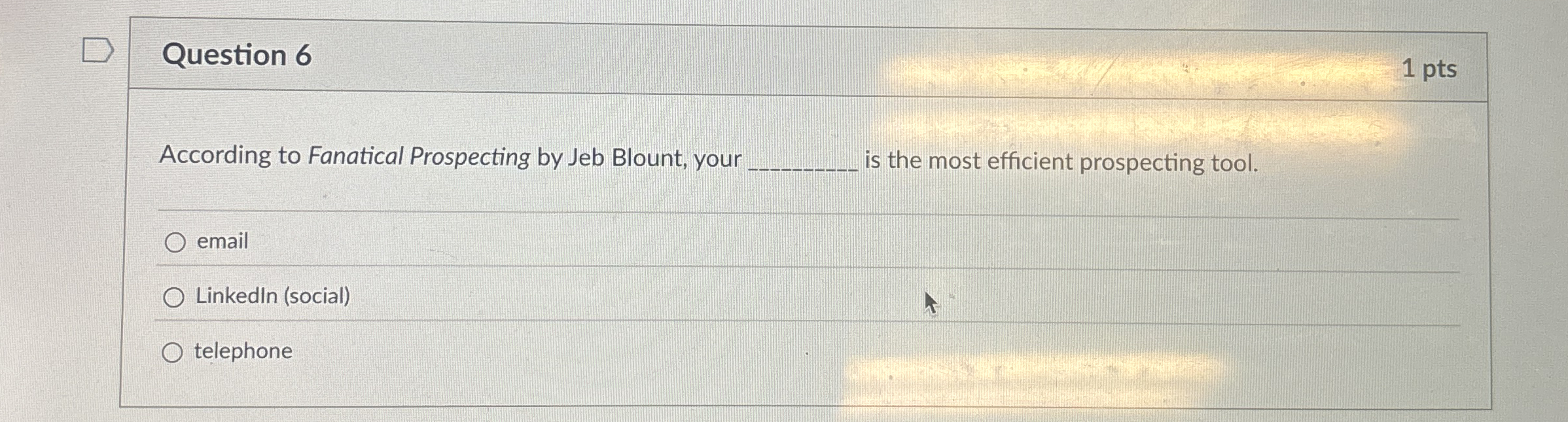 Solved Question 61 ﻿ptsAccording to Fanatical Prospecting by | Chegg.com