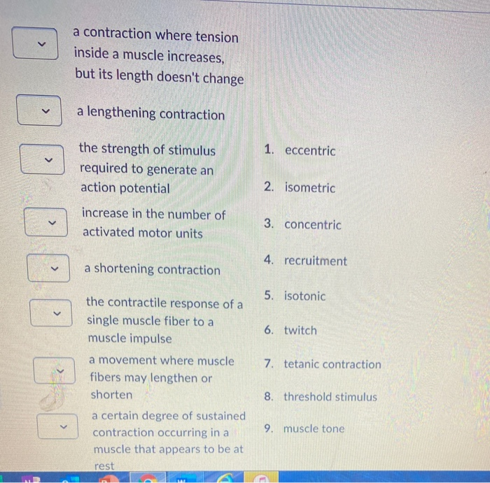 Solved a contraction where tension inside a muscle | Chegg.com