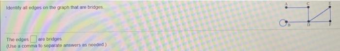 Solved Identify all edges on the graph that are bridges B D | Chegg.com