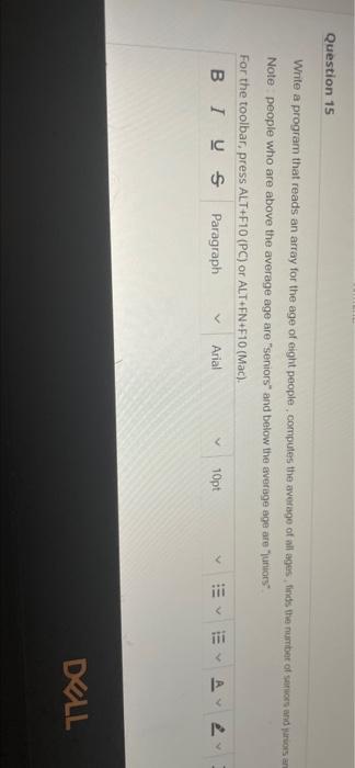 Solved We a programat reads an array for the age of eight | Chegg.com