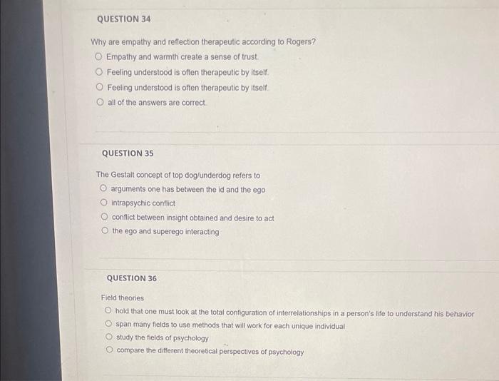 Solved Why are empathy and reflection therapeutic according | Chegg.com